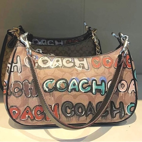 Coach | Bags | Nwt Coach Teri Shoulder Bag Signature Canvas Graffiti ...